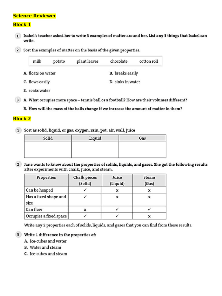 Grade 3 Science Reviewer | PDF