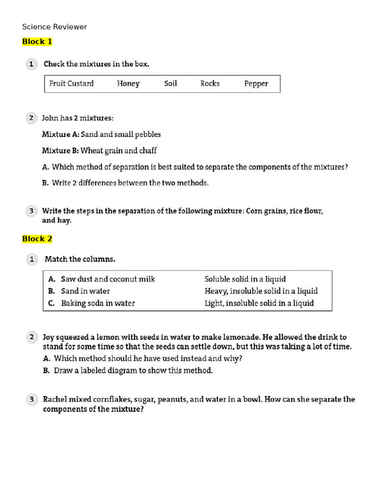 Science Reviewer Answer Key | PDF
