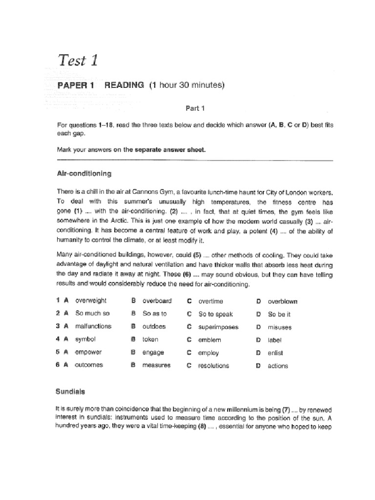 Cambridge CPE Test1 Paper1 | PDF