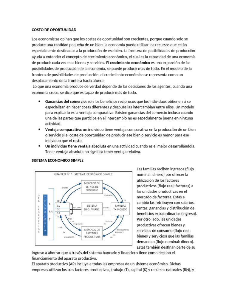 Costos de Oportunidad y Sistema Económico | PDF | Ventaja comparativa ...