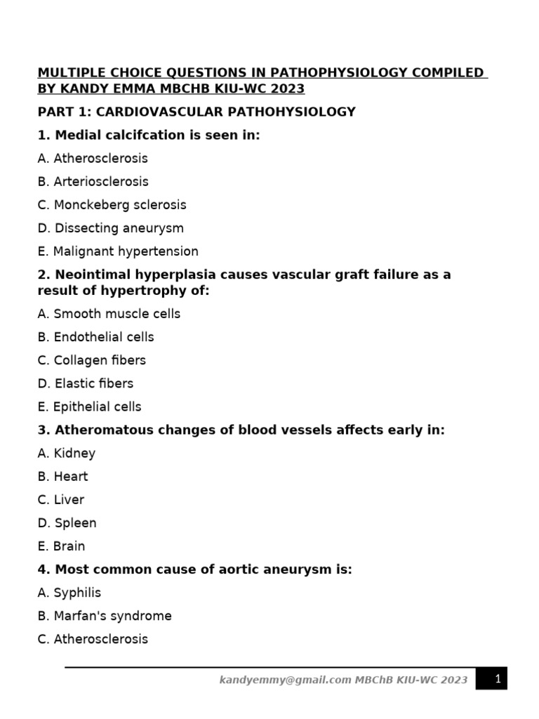 Multiple Choice Questions In pathophysiology | PDF | Hepatitis | Pancreas