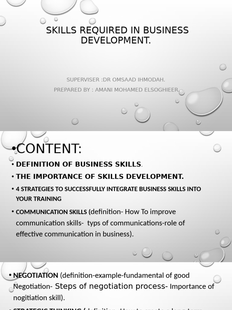 Skills Required in business development | PDF | Data Analysis | Negotiation