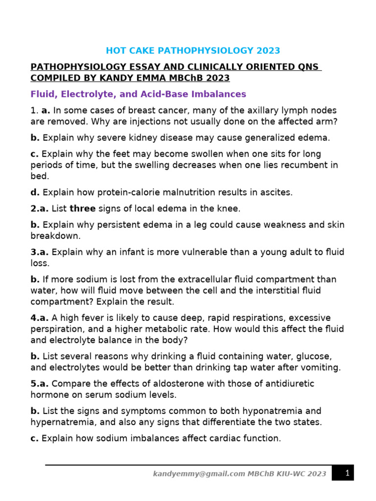 PATHOPHYSIOLOGY ESSAY AND CLINICALLY ORIENTED QNS COMPILED BY KANDY ...