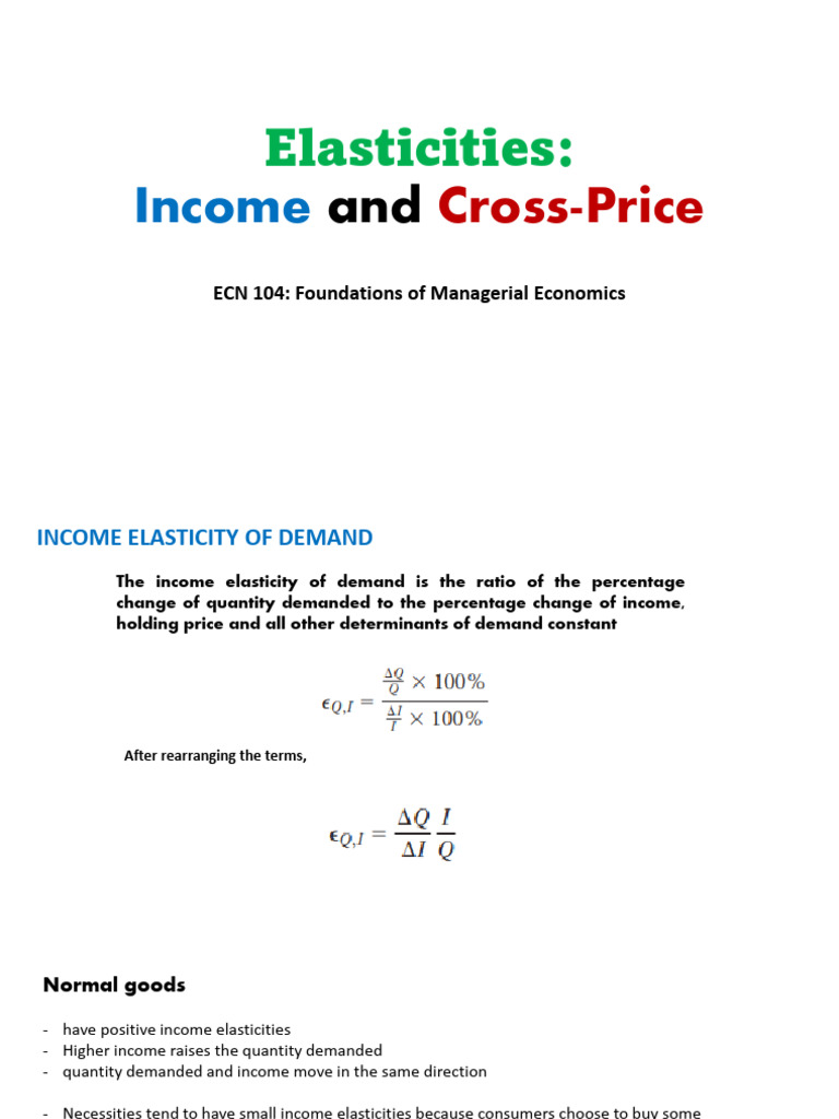 Income and Cross Elasticities | PDF | Elasticity (Economics) | Demand