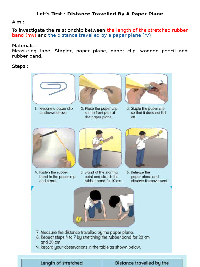 Paper Plane Experiment Year 5 | PDF