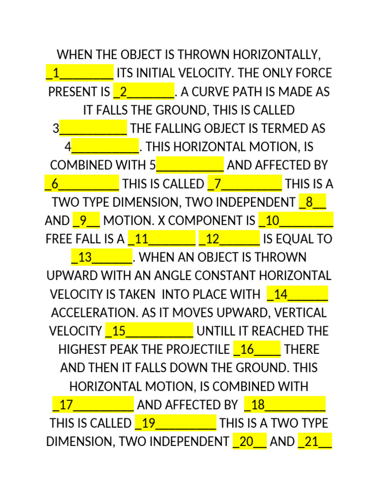 When The Object Is Thrown Horizontally | PDF