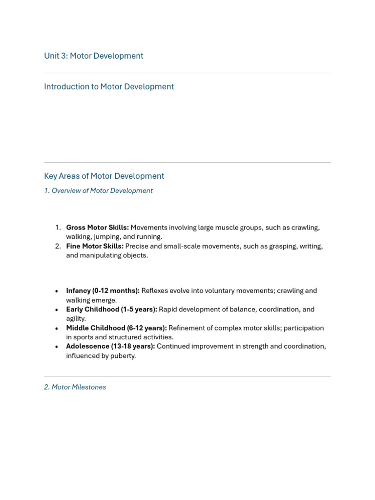 Motor Development Across Life Stages | PDF | Child Development | Human ...