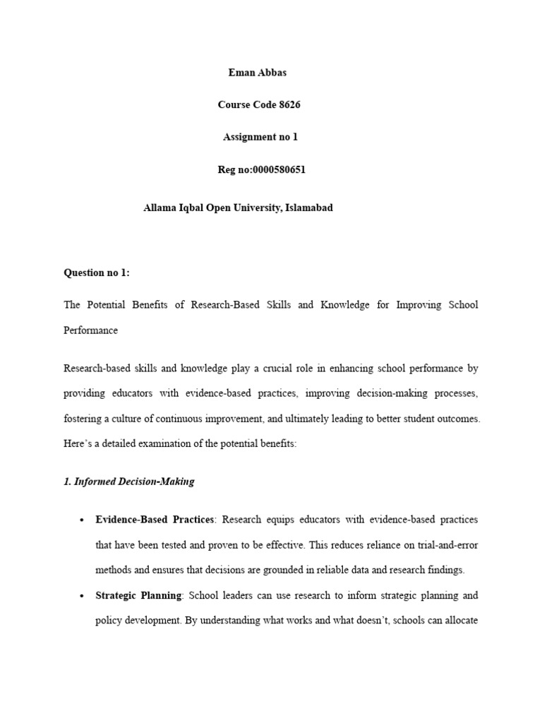 Eman Abbas 8626 Assignment 1 | PDF | School Counselor | Teachers