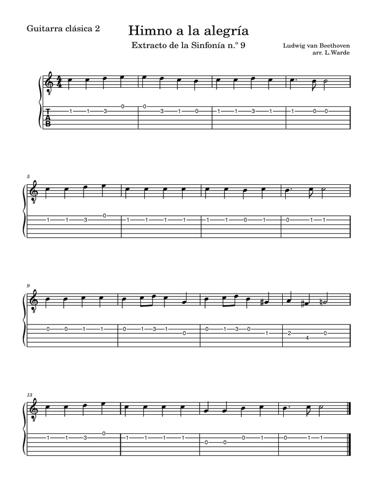 Beethoven's "Ode to Joy" for Guitar | PDF