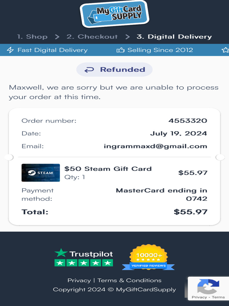 Checkout - MyGiftCardSupply | PDF