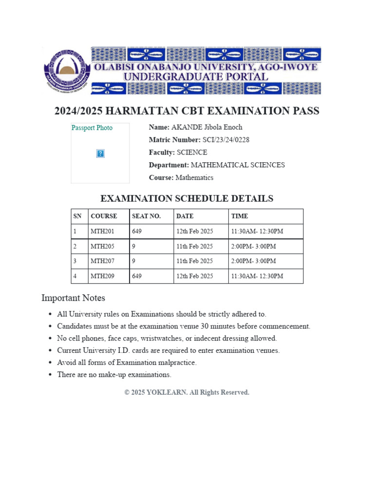 Examination Pass 2 | PDF