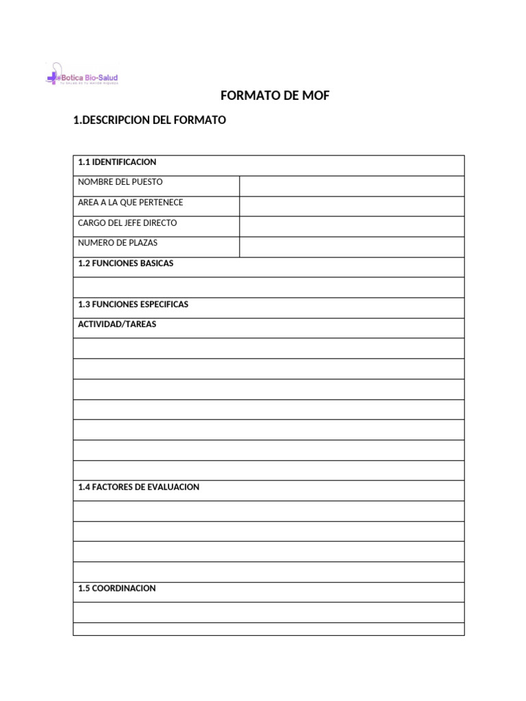 Formato de Mof | PDF