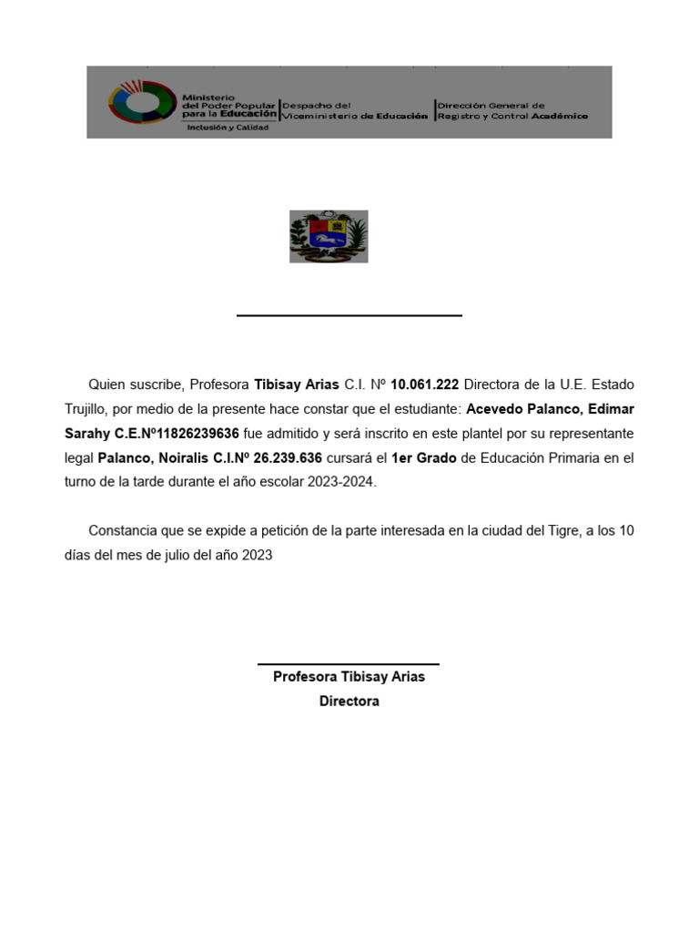 Constancia de aceptaciòn de Edimar y Edixon (1) | PDF