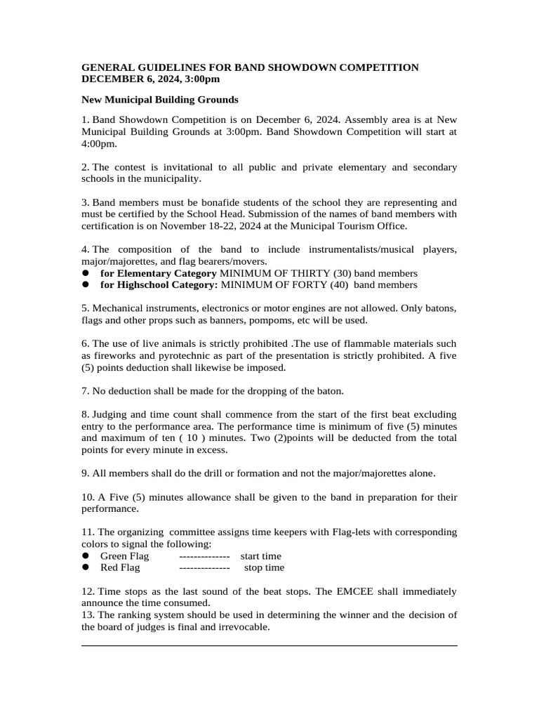 Updated Band Showdown Guidelines | PDF | Dances