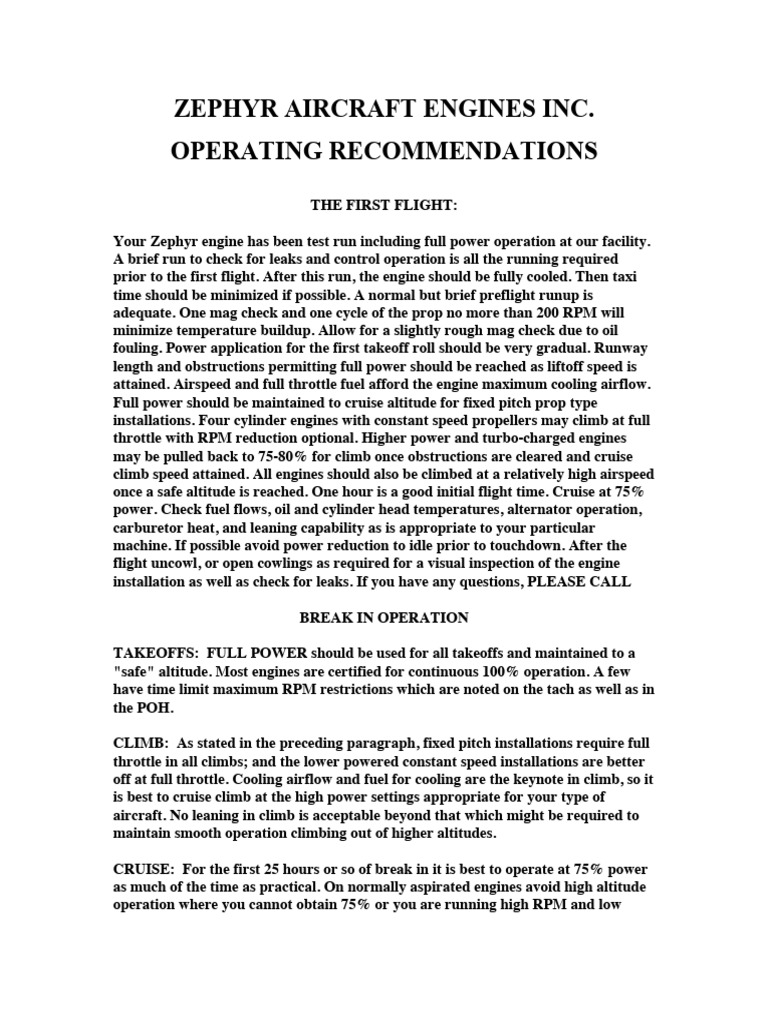 Engine Cylinder Break in | PDF | Takeoff | Throttle