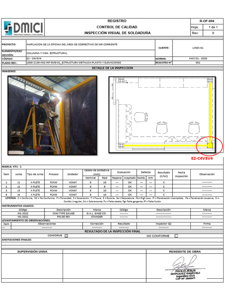 Inspeccion visual 04 | PDF | Calefacción eléctrica | Acero