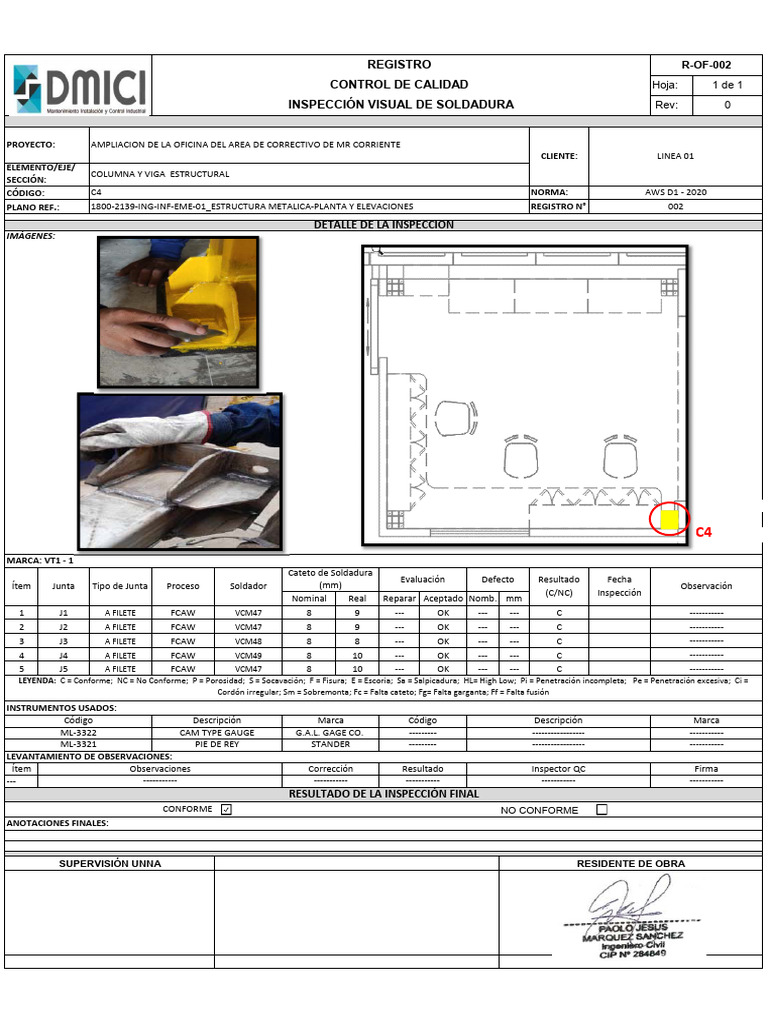 Inspeccion Visual 02 | PDF | Calefacción eléctrica | Acero