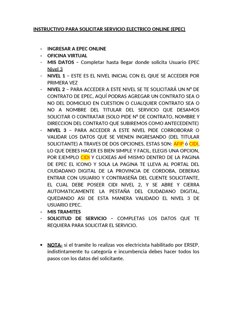 Instructuctivo EPEC ONLINE | PDF