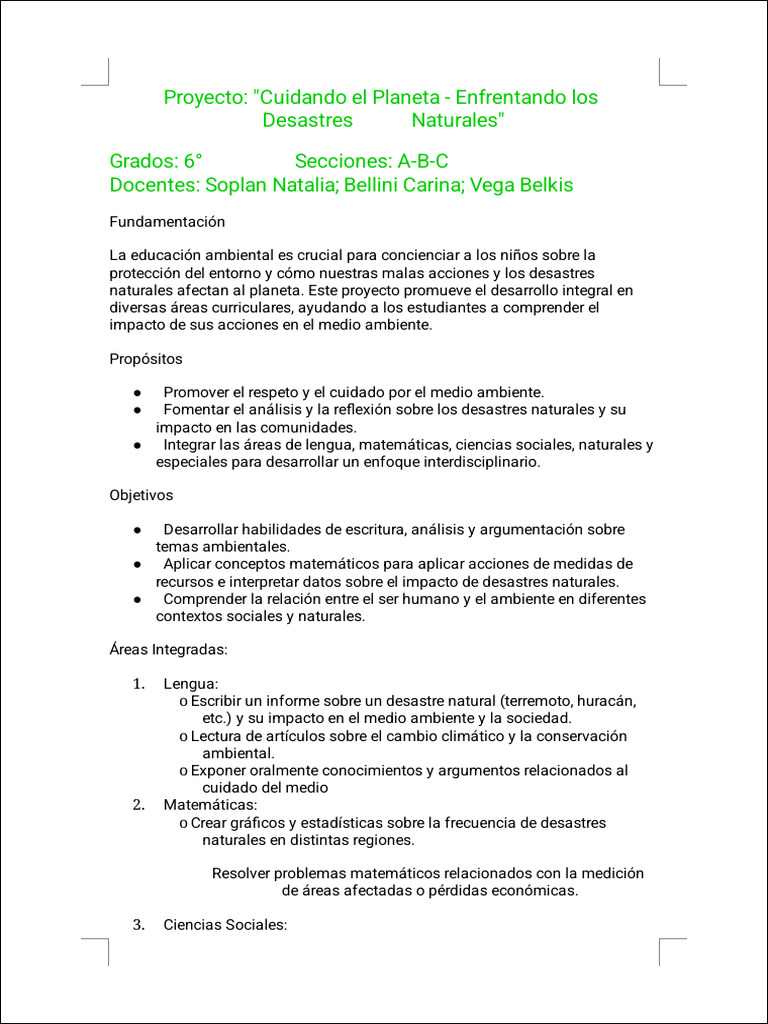 Proyecto Educativo sobre Desastres Naturales | PDF | Entorno natural ...