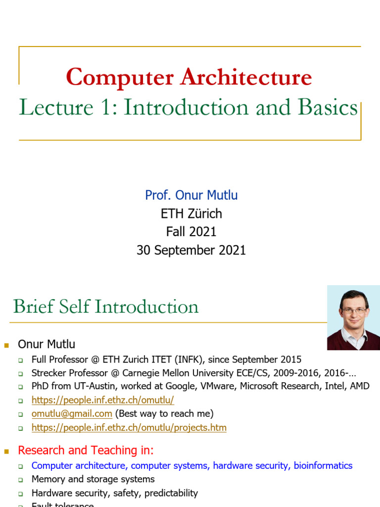 Onur Comparch Fall2021 Lecture1 Intro Afterlecture | PDF | Dynamic ...