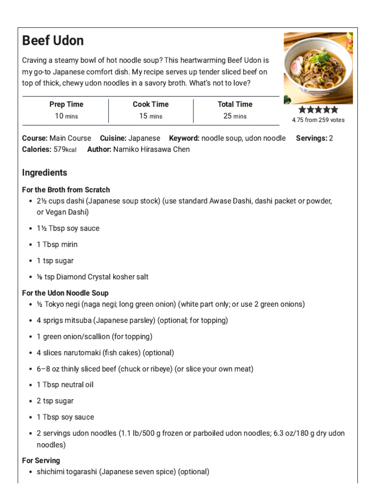 Beef Udon - Just One Cookbook | PDF | Japanese Cuisine | Fat