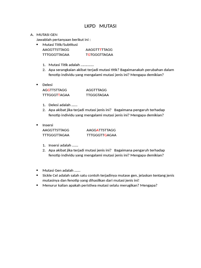 LKPD Mutasi Xii Mipa 2025 | PDF