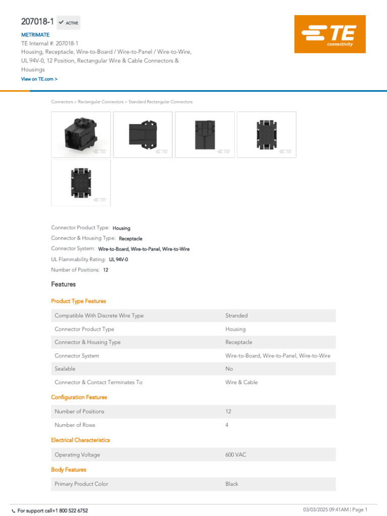 product-207018-1.datasheet | PDF | Electrical Connector | Electrical ...
