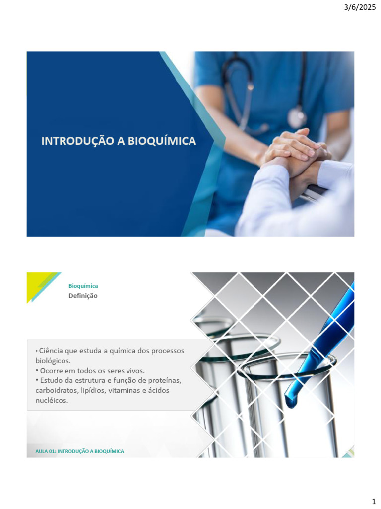 Aula 01 - Introdu o Bioqu Mica | PDF | Biomoléculas | Bioquímica