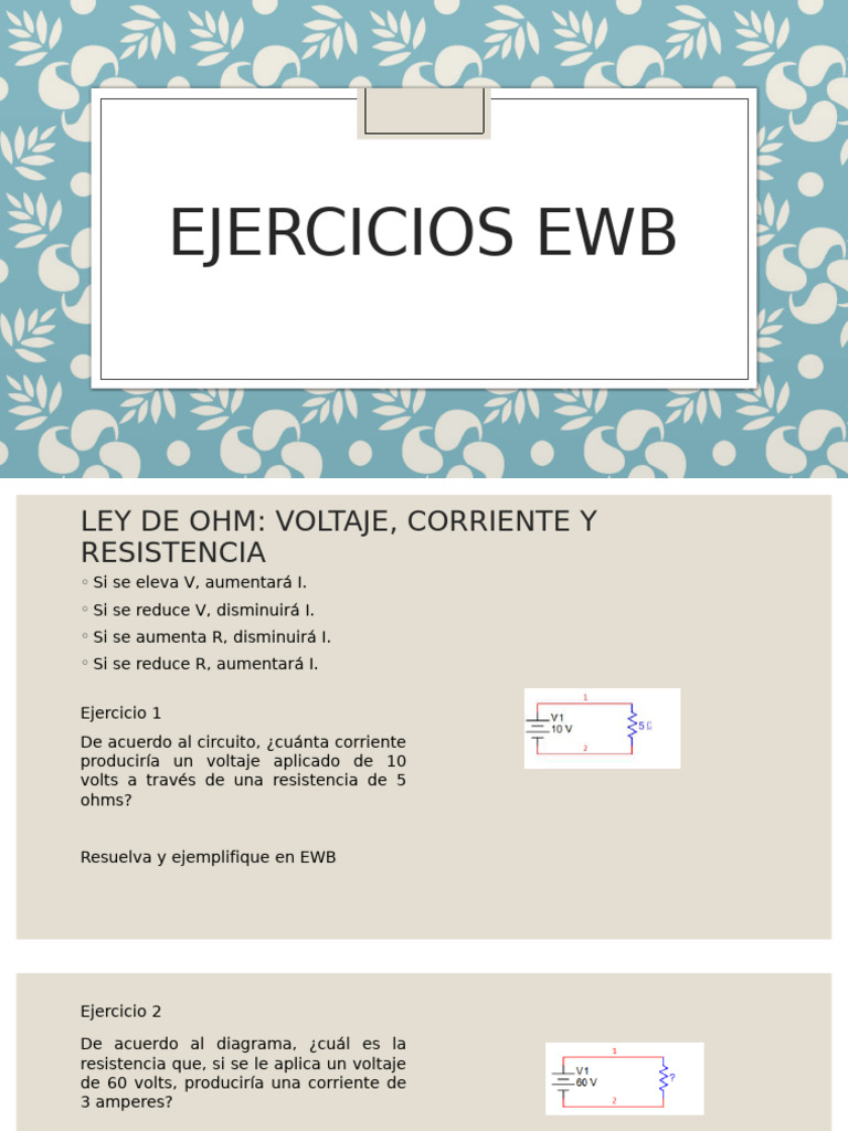 Ejercicios de Ley de Ohm en EWB | PDF