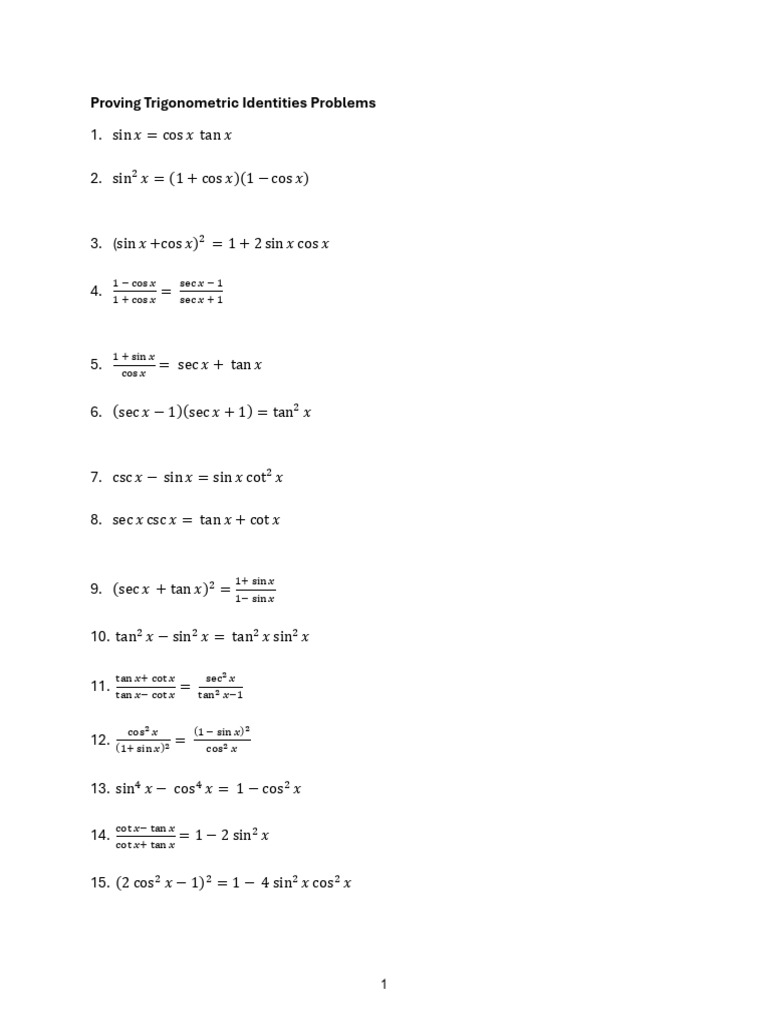 TRIG Identities Practice | PDF
