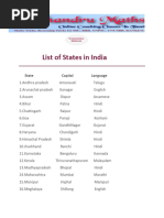 29 States of India and Their Capitals and Languages | PDF