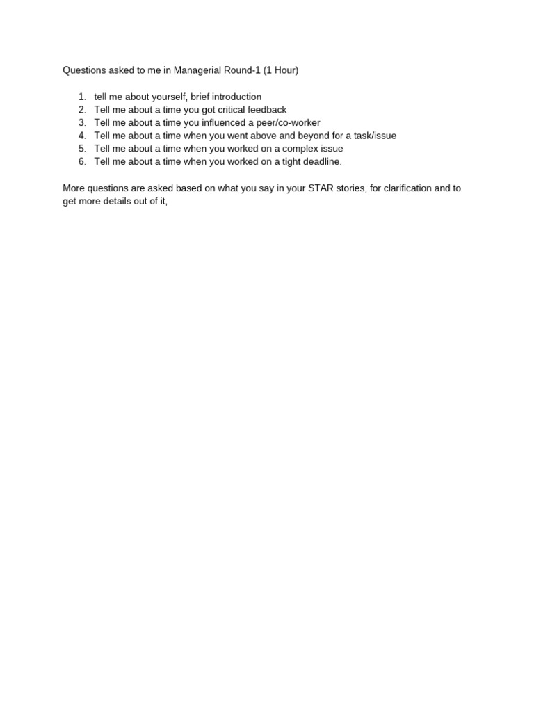 Managerial Round 1 | PDF