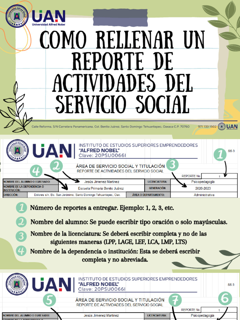 Como Rellenar Un Reporte de Ss | PDF