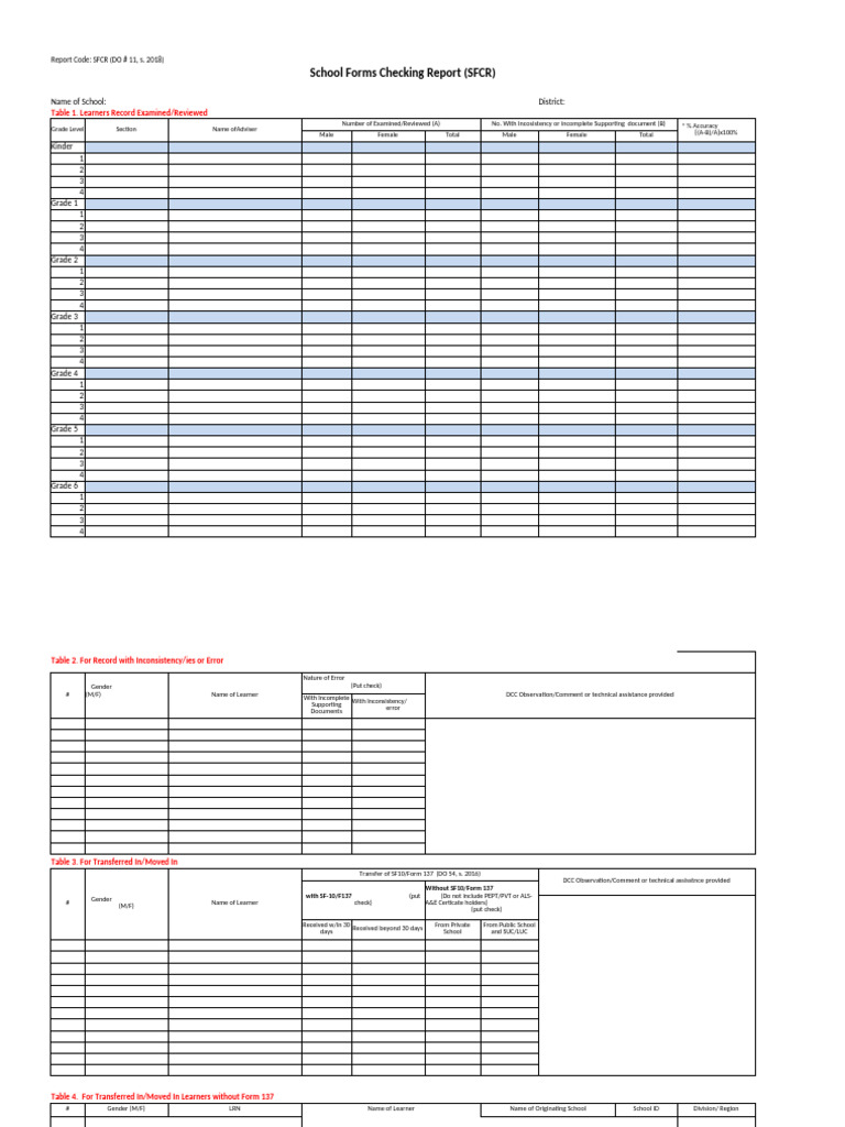 School Forms Checking Report Excel | PDF | Computing | Data Management
