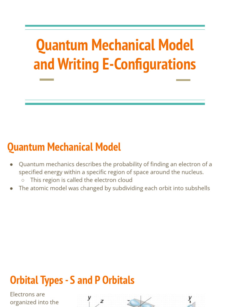 1.4 Quantum Mechanical Model and Writing E-Configurations (1) | PDF ...
