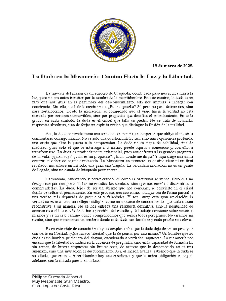 La Duda como Camino en Masonería | PDF | Verdad