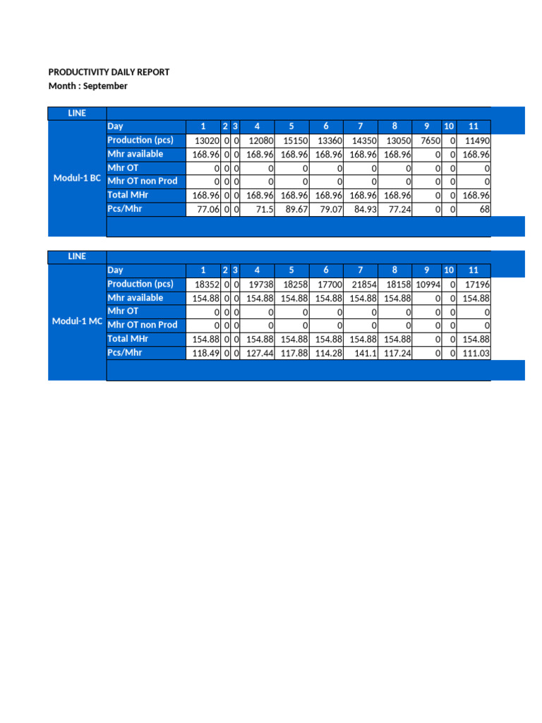 Monthly Productivity Report Summary | PDF