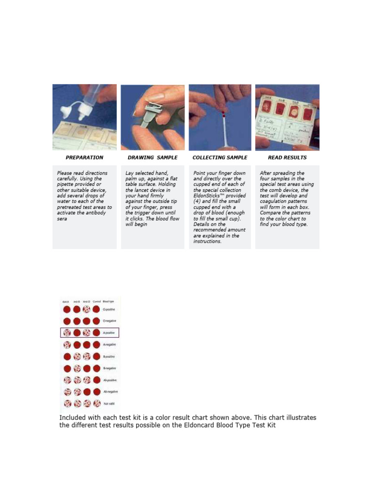 Blood Type Test Kit Instructions | PDF | Blood Type | Clinical Medicine