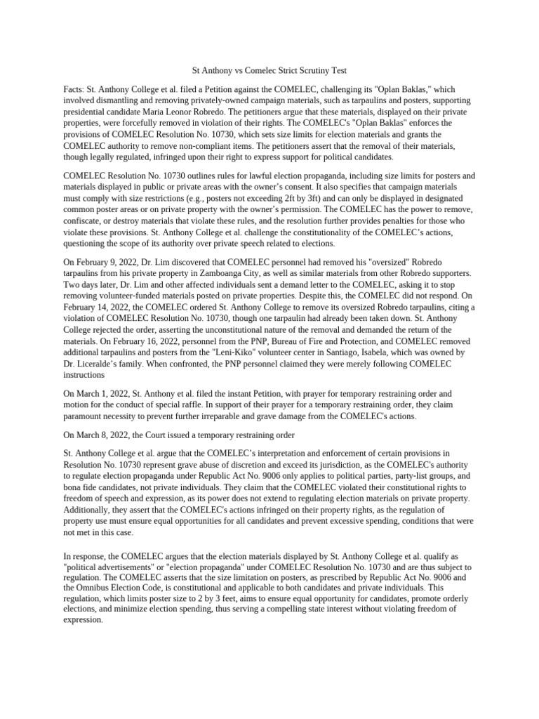 Strict-Scrutiny-Test-digest | PDF | Privacy | Taxes