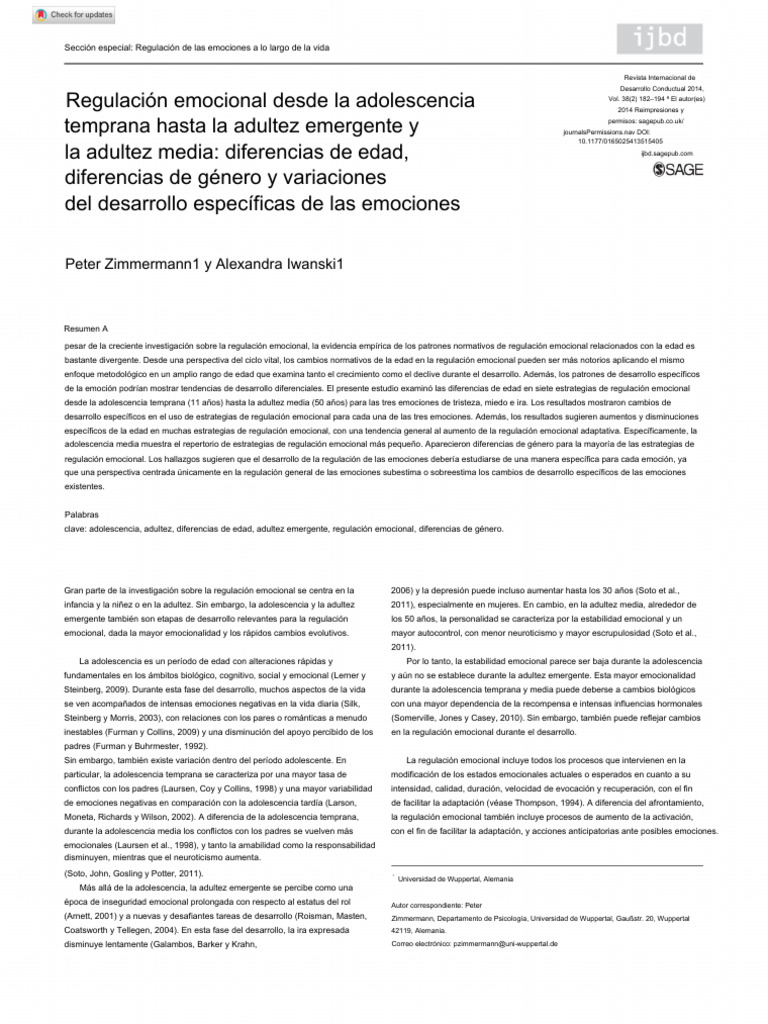 Zimmermann Iwanski 2014 Emotion Regulation From Early Adolescence To ...