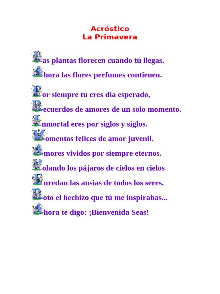 Acróstico de la Primavera | PDF