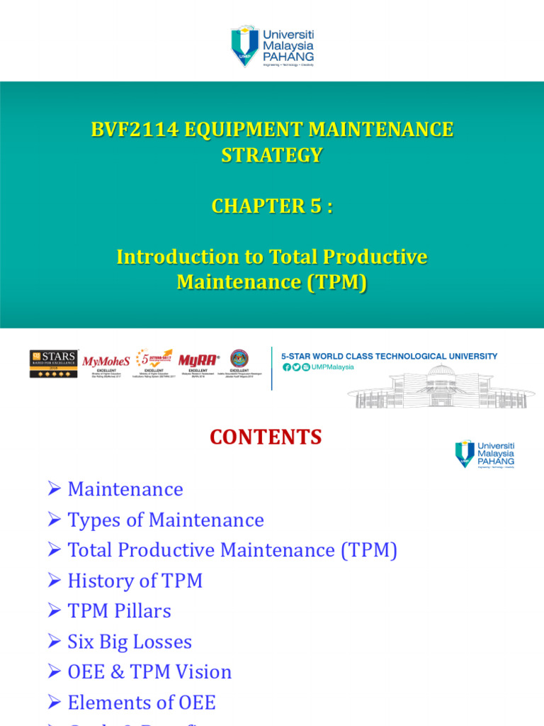 Chapter 5 Introduction To Total Productive Maintenance (TPM) | PDF | Business | Business Process