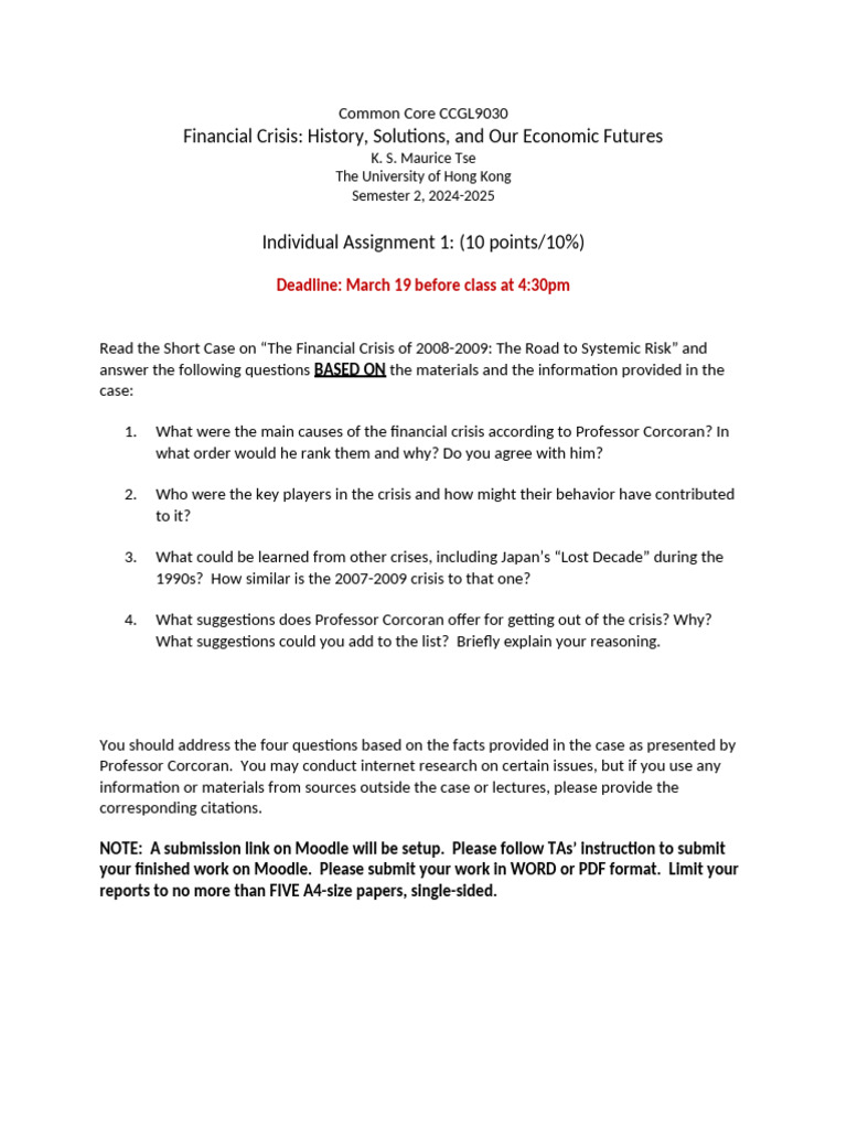Assignment 1 Spring 2025 | PDF | Financial Crises | Learning