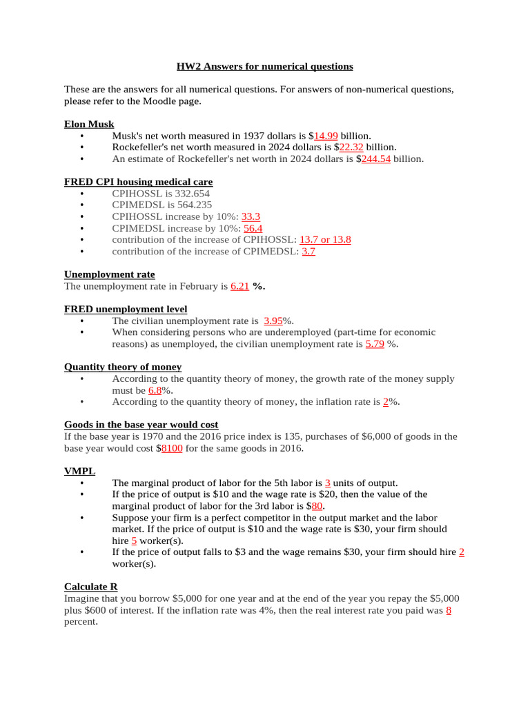 HW2 Answers For Numerical Questions | PDF | Gross Domestic Product | Labour Economics