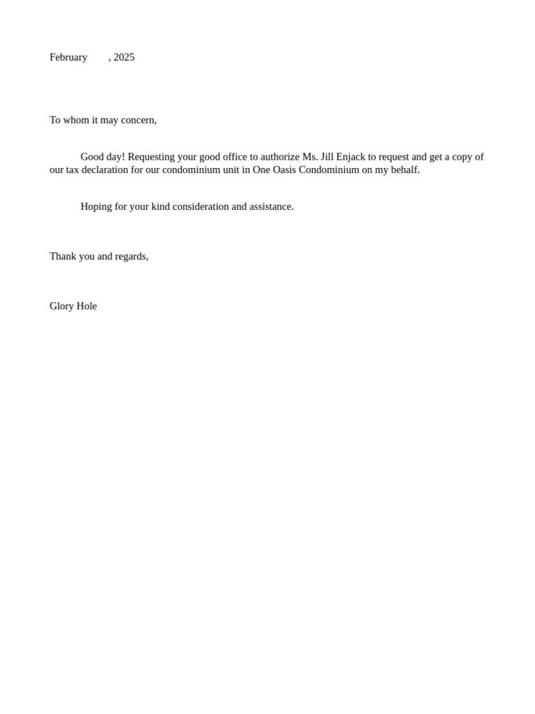 Tax Dec Authorization Letter | PDF