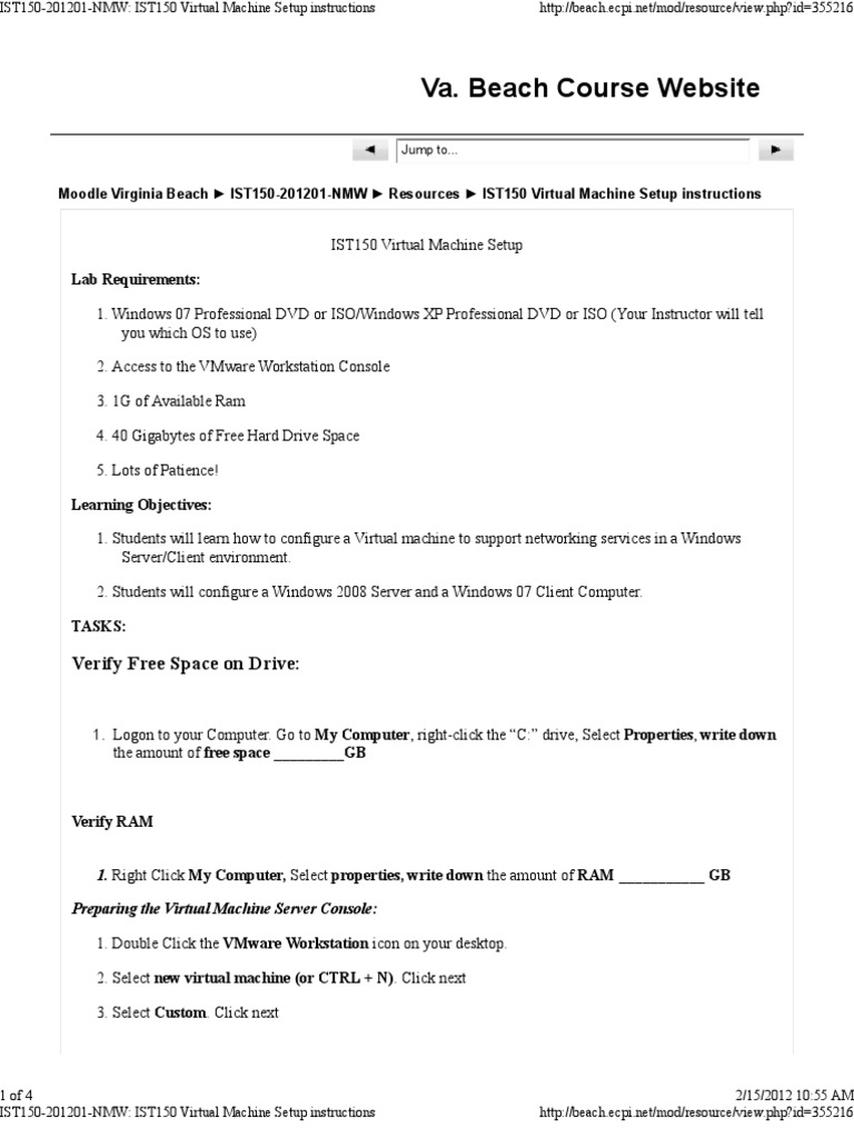 Virtual Machine Setup Instructions | PDF | Windows 7 | Double Click