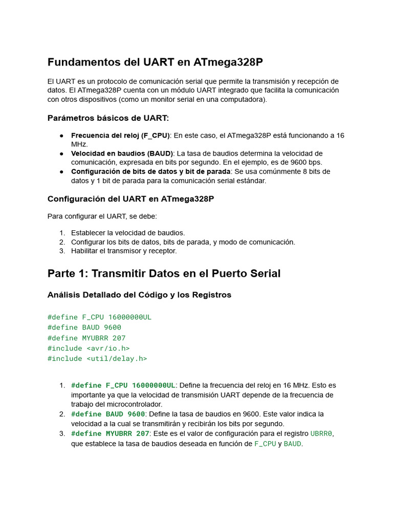 Fundamentos Del UART en ATmega328P | PDF | Arquitectura de Computadores | Ciencias de la Computación
