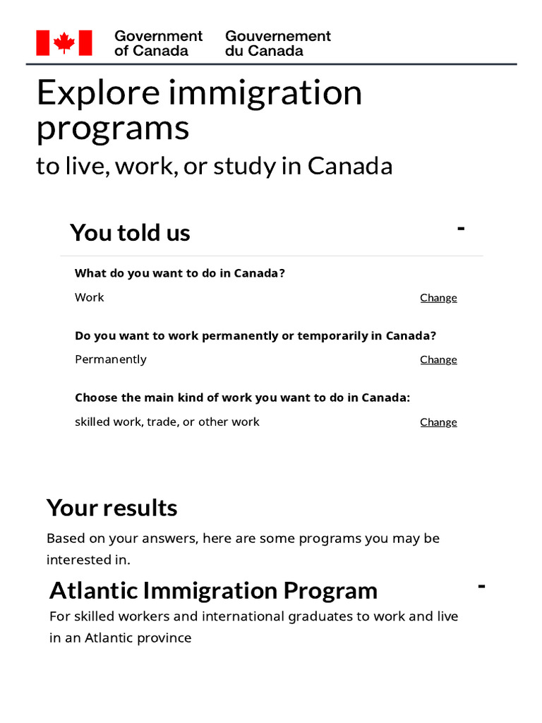 Immigration Programs for Canada Work | PDF | Immigration | Skilled Worker
