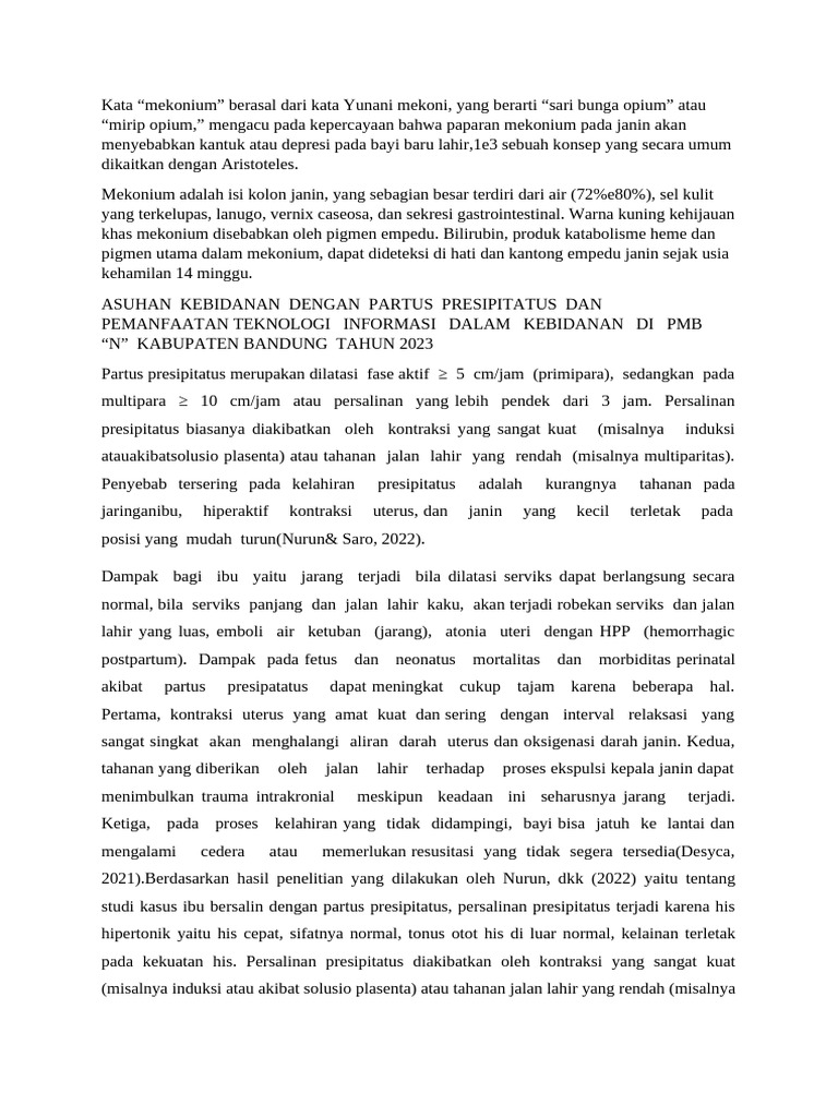 Asuhan Kebidanan pada Partus Presipitatus | PDF