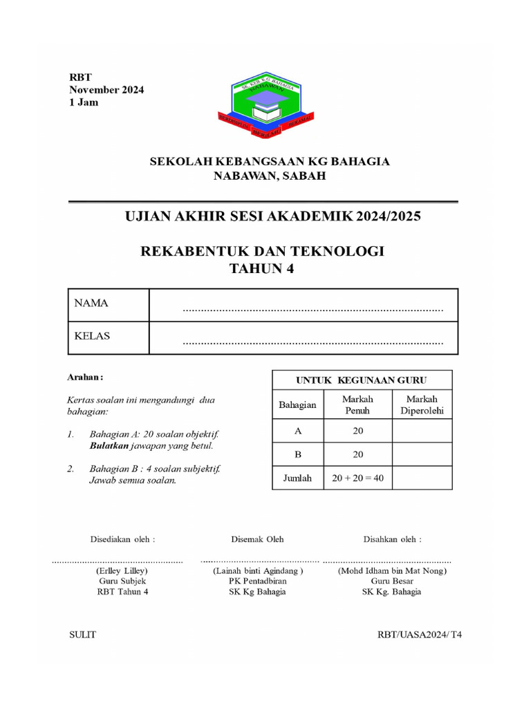 UASA RBT TAHUN 4 | PDF